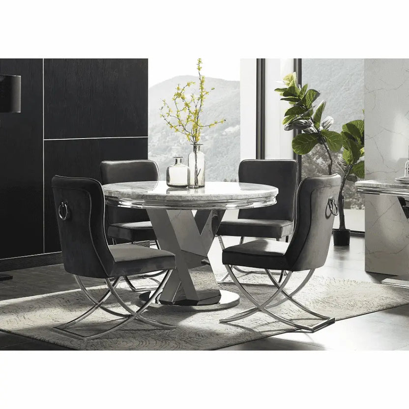 Dolce Grey Marble Dining Table Range - Round/ Rectangular - Home Store ...