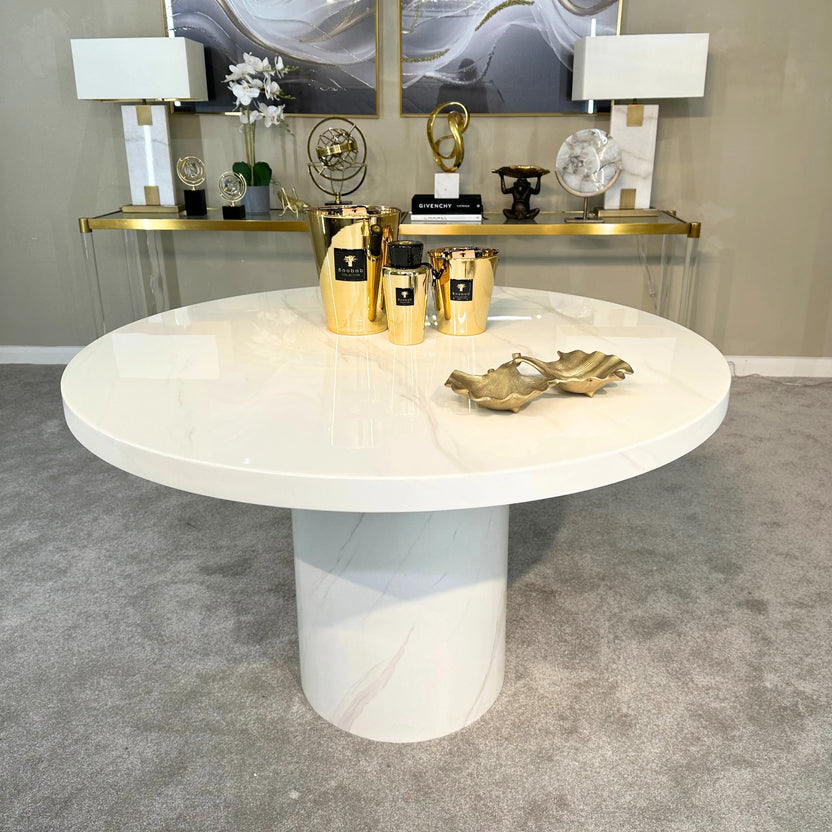 Cara 120cm Round White Marble Dining Table (2501) – Home Store Living